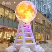 China Fireproof Fabric LED Giant Moon Inflatable Decorations 2-8 Meters Custom Size for Commercial Spaces for sale