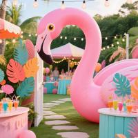 China Custom Inflatable Flamingo Arch Balloon 2-8 Meter Size with LED Lighting for Party Wedding Decorations for sale