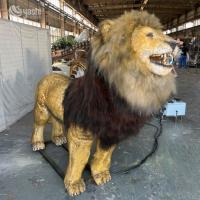 China Realistic Lion Sculpture Model 210CM with Movable Features and Sound Effects for Park Decoration for sale