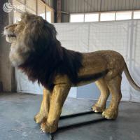 China Realistic Lion Sculpture Model 210CM with Movable Features and Sound Effects for Park Decoration for sale