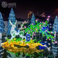 China Custom Mythical Deer LED Lantern, Fantasy Fairy‑tale Animal Light Sculpture with Floral Scene for Cultural Theme Lantern Festival for sale
