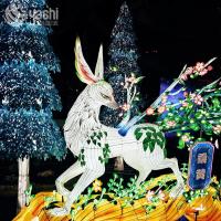 China Custom Mythical Deer LED Lantern, Fantasy Fairy‑tale Animal Light Sculpture with Floral Scene for Cultural Theme Lantern Festival for sale