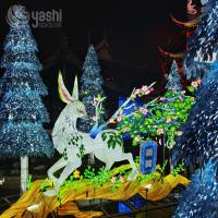 China Custom Mythical Deer LED Lantern, Fantasy Fairy‑tale Animal Light Sculpture with Floral Scene for Cultural Theme Lantern Festival for sale