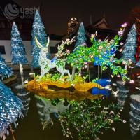 China Custom Mythical Deer LED Lantern, Fantasy Fairy‑tale Animal Light Sculpture with Floral Scene for Cultural Theme Lantern Festival for sale