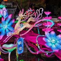 China Outdoor Christmas Festival Deer Animal Lanterns Handmade with LED Lights for sale