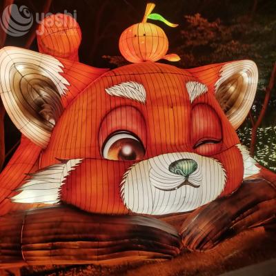 China Custom Winking Red Panda Zigong Lantern, Cute Cartoon Animal LED Light Sculpture, Waterproof Outdoor Zoo & Theme Park Festival Light Installation for sale