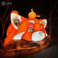 China Custom Winking Red Panda Zigong Lantern, Cute Cartoon Animal LED Light Sculpture, Waterproof Outdoor Zoo & Theme Park Festival Light Installation for sale