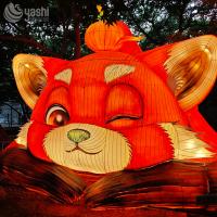 China Custom Winking Red Panda Zigong Lantern, Cute Cartoon Animal LED Light Sculpture, Waterproof Outdoor Zoo & Theme Park Festival Light Installation for sale