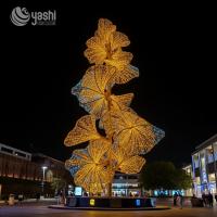 China Custom Abstract Swirl Leaf LED Motif Light Sculpture, Outdoor Waterproof Giant Wireframe Light Art for Commercial Plaza for sale