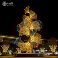 China Custom Abstract Swirl Leaf LED Motif Light Sculpture, Outdoor Waterproof Giant Wireframe Light Art for Commercial Plaza for sale
