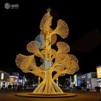 China Custom Abstract Swirl Leaf LED Motif Light Sculpture, Outdoor Waterproof Giant Wireframe Light Art for Commercial Plaza for sale
