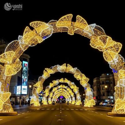 China Custom Ginkgo Leaf Archway LED Lighting 3-8 Meters Wide for Outdoor Festive Decor and Commercial Spaces for sale