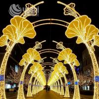 China Custom Ginkgo Leaf Archway LED Lighting 3-8 Meters Wide for Outdoor Festive Decor and Commercial Spaces for sale