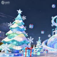 China Custom Giant Spiral Slide Christmas Tree Silk Lantern Set, Outdoor LED Light Sculpture Group for Theme Park Christmas Light Festival for sale