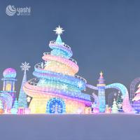 China Custom Giant Spiral Slide Christmas Tree Silk Lantern Set, Outdoor LED Light Sculpture Group for Theme Park Christmas Light Festival for sale