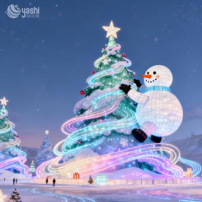 China Christmas Outdoor Decorations - LED Lighted Christmas Tree Snowman Sculpture Lanterns for sale