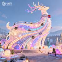 China Christmas Lantern Decoration Santa Deer Sculpture Lantern for Holiday Decor for sale