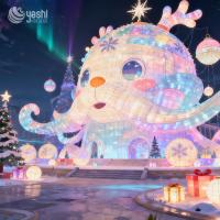 China Christmas Lantern Decoration Santa Deer Sculpture Lantern for Holiday Decor for sale