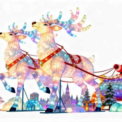 China Realistic Christmas Reindeer Lantern for Outdoor Decoration in Christmas Theme Parks for sale