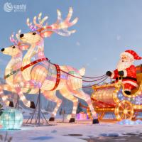 China Realistic Christmas Reindeer Lantern for Outdoor Decoration in Christmas Theme Parks for sale