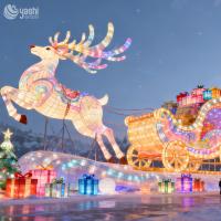 China 3D Christmas Reindeer Sculpture Lantern for Outdoor Decoration, Shopping Mall Decor for sale