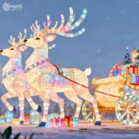 China 3D Christmas Reindeer Sculpture Lantern for Outdoor Decoration, Shopping Mall Decor for sale