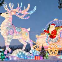 China 3D Christmas Reindeer Sculpture Lantern for Outdoor Decoration, Shopping Mall Decor for sale