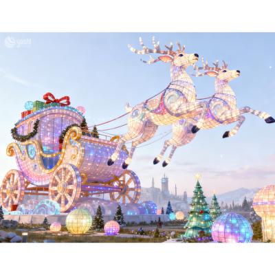 China 3D Christmas Reindeer Sculpture Lantern for Outdoor Decoration, Shopping Mall Decor for sale