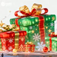 China High-Quality Christmas Light-Up Lantern Decoration Santa Gift Box Holiday Lantern for sale