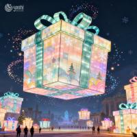 China Christmas Outdoor Silk Lanterns Waterproof Gift Box Lanterns for Sale for sale