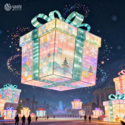 China Christmas Outdoor Silk Lanterns Waterproof Gift Box Lanterns for Sale for sale