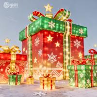 China Christmas Outdoor Decoration Gift Box Lantern for Christmas and New Year for sale