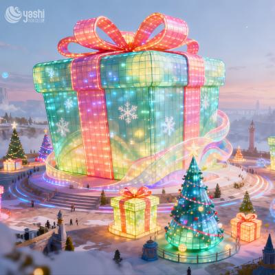 China Christmas Outdoor Decoration Gift Box Lantern for Christmas and New Year for sale