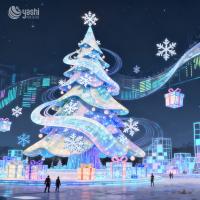 China Giant Macaron Christmas Tree Silk Lantern, Outdoor LED Light Sculpture for Shopping Mall Winter Festival Decor for sale