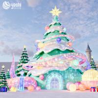 China Giant Macaron Christmas Tree Silk Lantern, Outdoor LED Light Sculpture for Shopping Mall Winter Festival Decor for sale