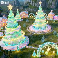China Giant Macaron Christmas Tree Silk Lantern, Outdoor LED Light Sculpture for Shopping Mall Winter Festival Decor for sale