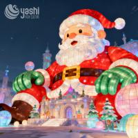 China Large-Scale Christmas Decorative Santa Claus Lanterns for Shopping Malls and Light Show Displays for sale
