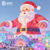 China Custom Giant Santa Claus Silk Lantern with Snowman Decor, Outdoor LED Light Sculpture for Christmas Light Festival for sale