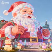 China Custom Giant Santa Claus Silk Lantern with Snowman Decor, Outdoor LED Light Sculpture for Christmas Light Festival for sale