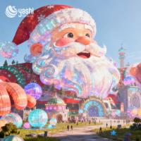 China Custom Giant Santa Claus Silk Lantern with Snowman Decor, Outdoor LED Light Sculpture for Christmas Light Festival for sale
