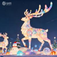 China Reindeer & Sleigh Festival Lantern Set, Giant LED Santa Sleigh Light Sculpture for Christmas Light Exhibition for sale