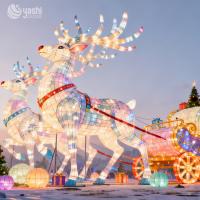 China Reindeer & Sleigh Festival Lantern Set, Giant LED Santa Sleigh Light Sculpture for Christmas Light Exhibition for sale