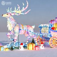 China Reindeer & Sleigh Festival Lantern Set, Giant LED Santa Sleigh Light Sculpture for Christmas Light Exhibition for sale