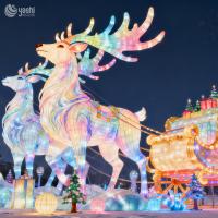 China Reindeer & Sleigh Festival Lantern Set, Giant LED Santa Sleigh Light Sculpture for Christmas Light Exhibition for sale
