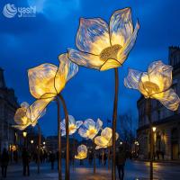 China Custom Tall‑Stem Giant Flower LED Lanterns, Large Floral Light Sculpture for Street & Plaza Light Festival for sale