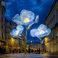 China Custom Tall‑Stem Giant Flower LED Lanterns, Large Floral Light Sculpture for Street & Plaza Light Festival for sale