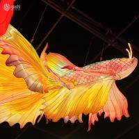 China Custom Hanging Koi Fish Lantern, Large Floating Goldfish LED Light Sculpture for Festival Night Exhibition for sale