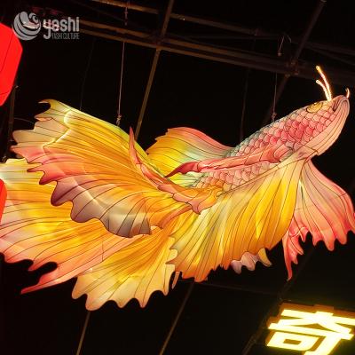 China Custom Hanging Koi Fish Lantern, Large Floating Goldfish LED Light Sculpture for Festival Night Exhibition for sale