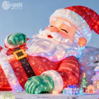 China Giant Santa Claus Silk Lantern Scene Set, Outdoor LED Christmas Light Sculpture with Snowman & Xmas Tree for Light Festival for sale