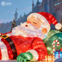 China Giant Santa Claus Silk Lantern Scene Set, Outdoor LED Christmas Light Sculpture with Snowman & Xmas Tree for Light Festival for sale